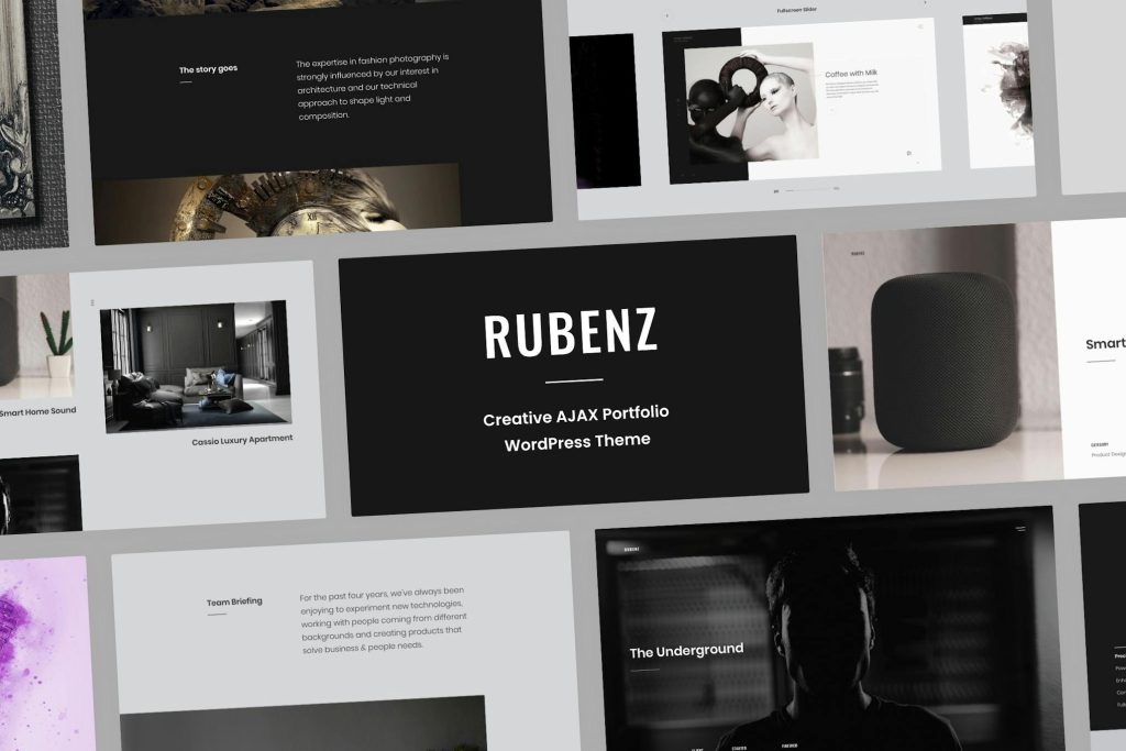 Rubenz – Creative AJAX Elementor Theme Dark & light page layouts spiced with silky smooth AJAX ...