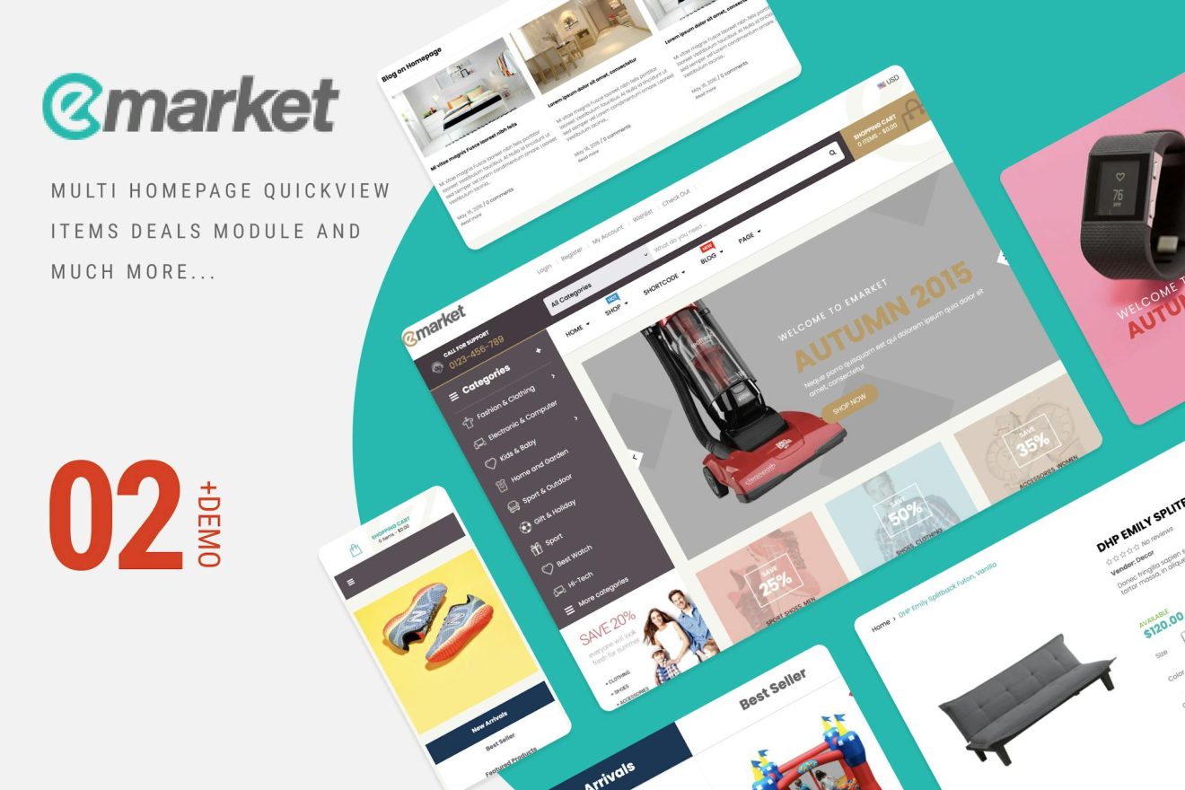 ST Emarket Shopify Theme Drag & Drop Shopify Theme Sections, Multiple layout header, footer ...