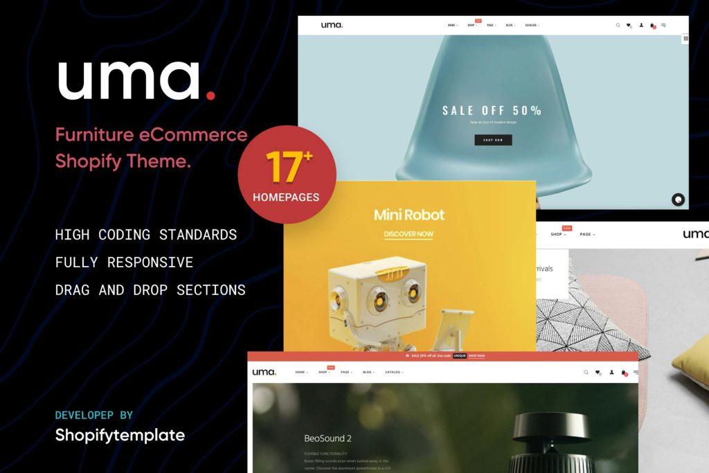 Uma - Minimal Clean Multiple Shopify Theme Drag & Drop Shopify Theme Sections, Multiple layout ...