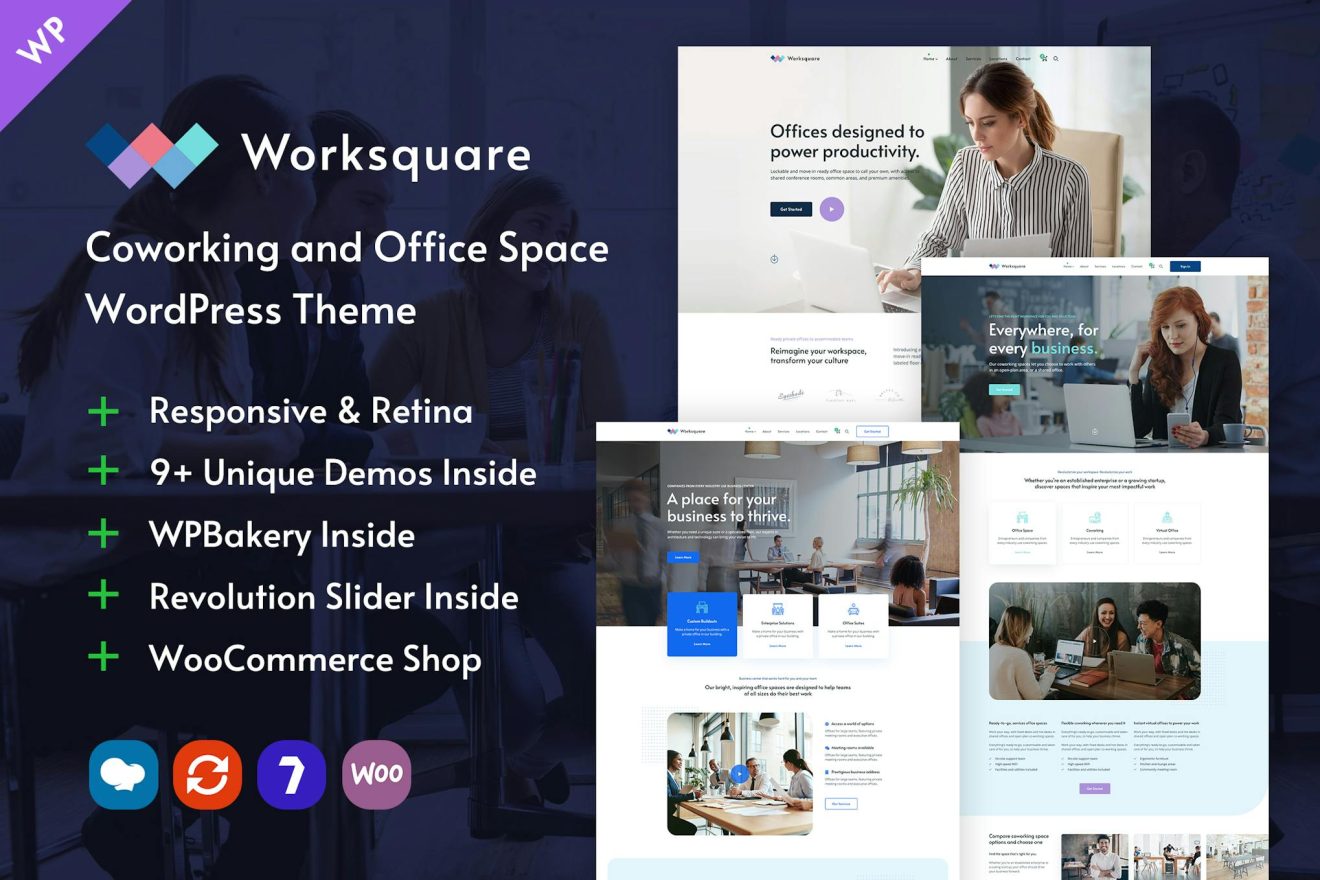 Worksquare - Coworking and Office Space WordPress Coworking and Office Space WordPress Theme ...