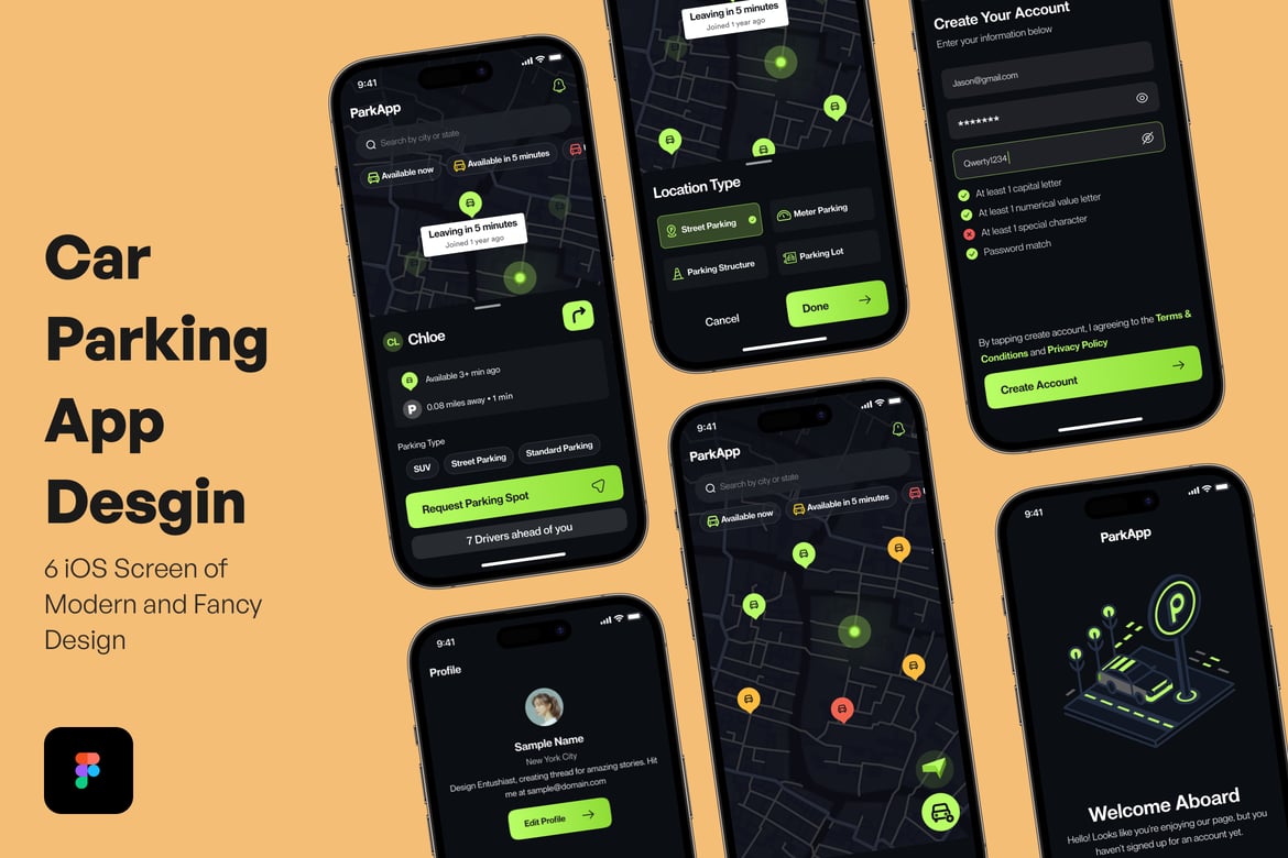 Car Parking App Desgin Figma Design - Prime Access