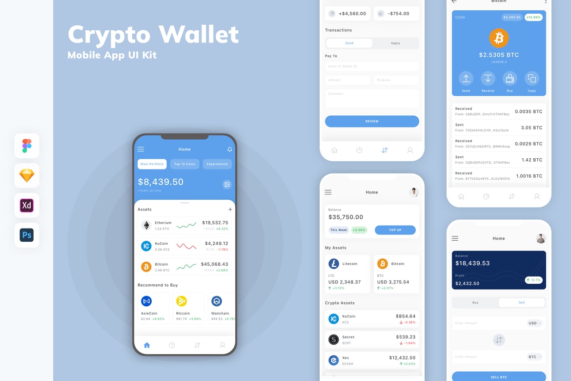 Crypto Wallet Mobile App UI Kit Figma Design - Prime Access