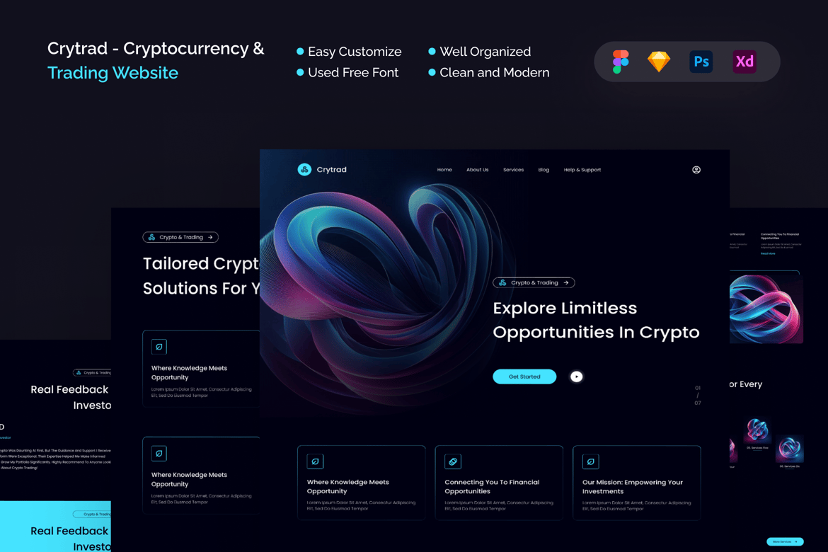 Crytrad - Cryptocurrency & Trading Website Figma Design - Prime Access