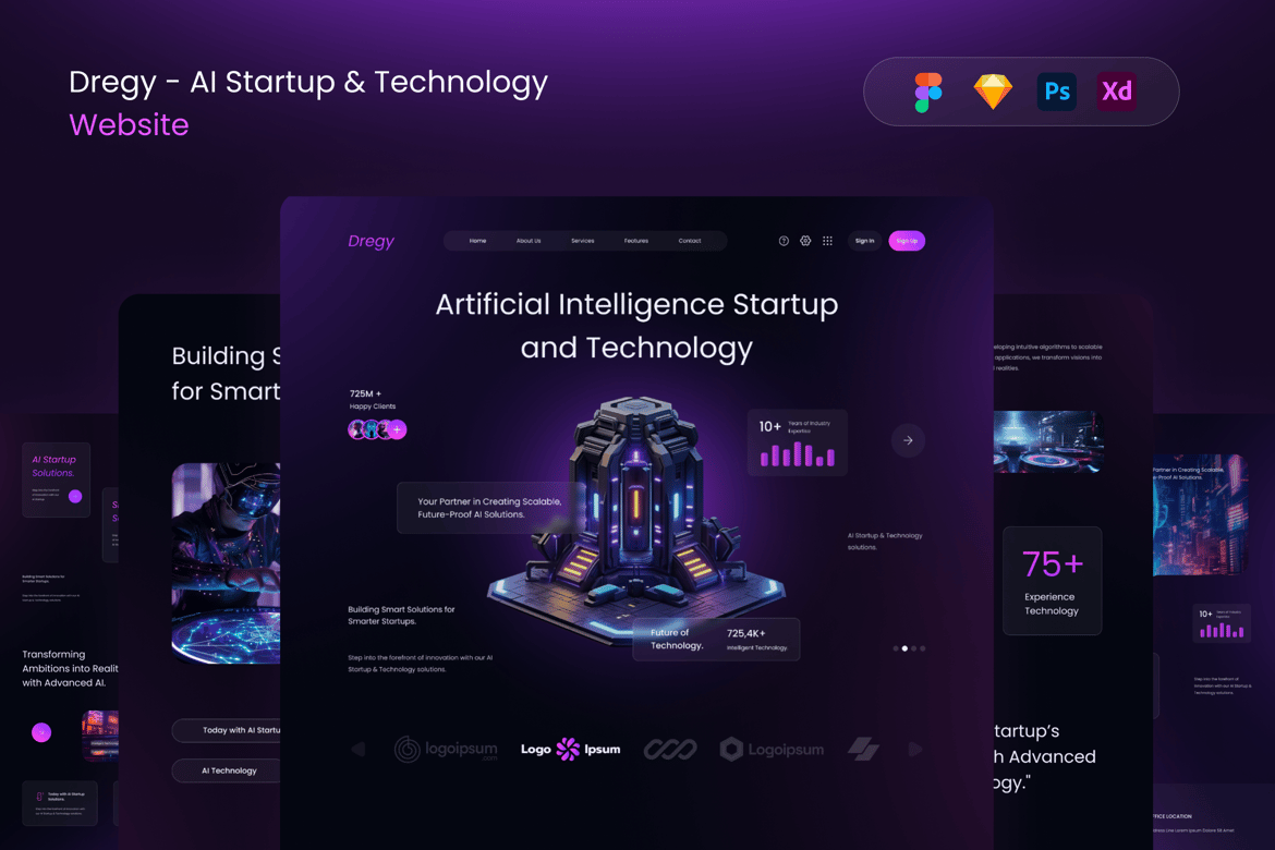 Dregy - AI Startup & Technology Website Figma Design - Prime Access