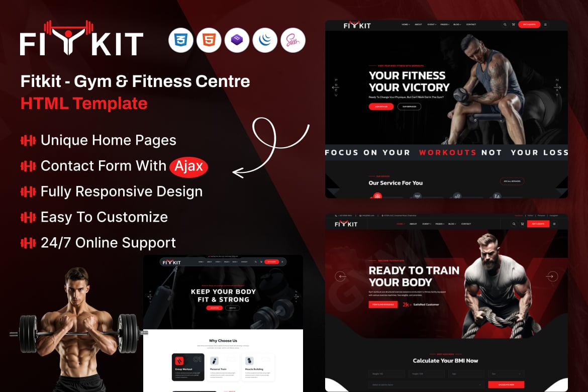 Fitkit – Gym & Fitness Centre Figma Template Figma Design - Prime Access