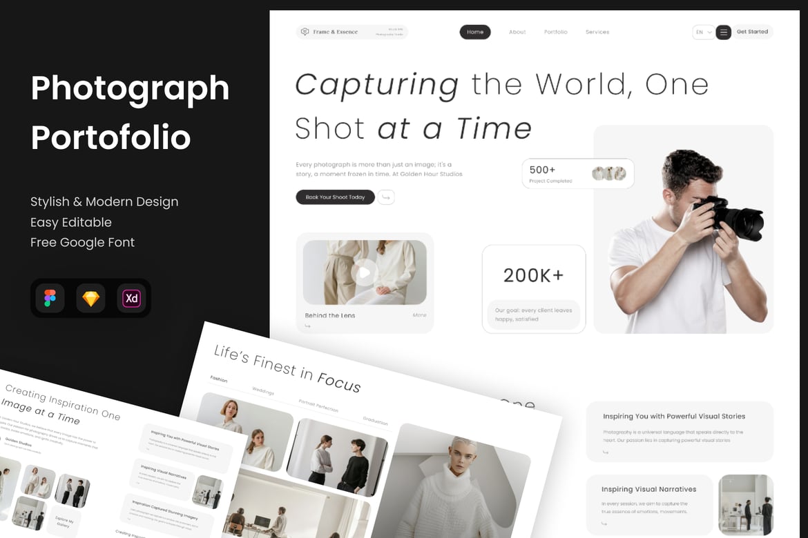 Frame & Essence - Photograph Portofolio website Figma Design - Prime Access