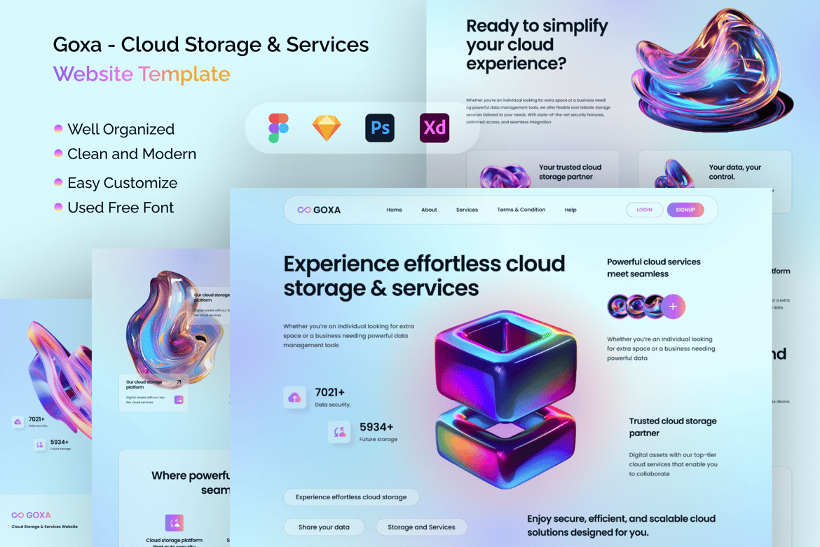 Goxa - Cloud Storage & Services Website Figma Design - Prime Access
