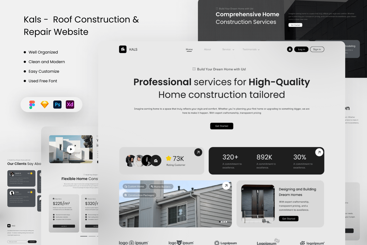 Kals - Roof Construction & Repair Website Figma Design - Prime Access