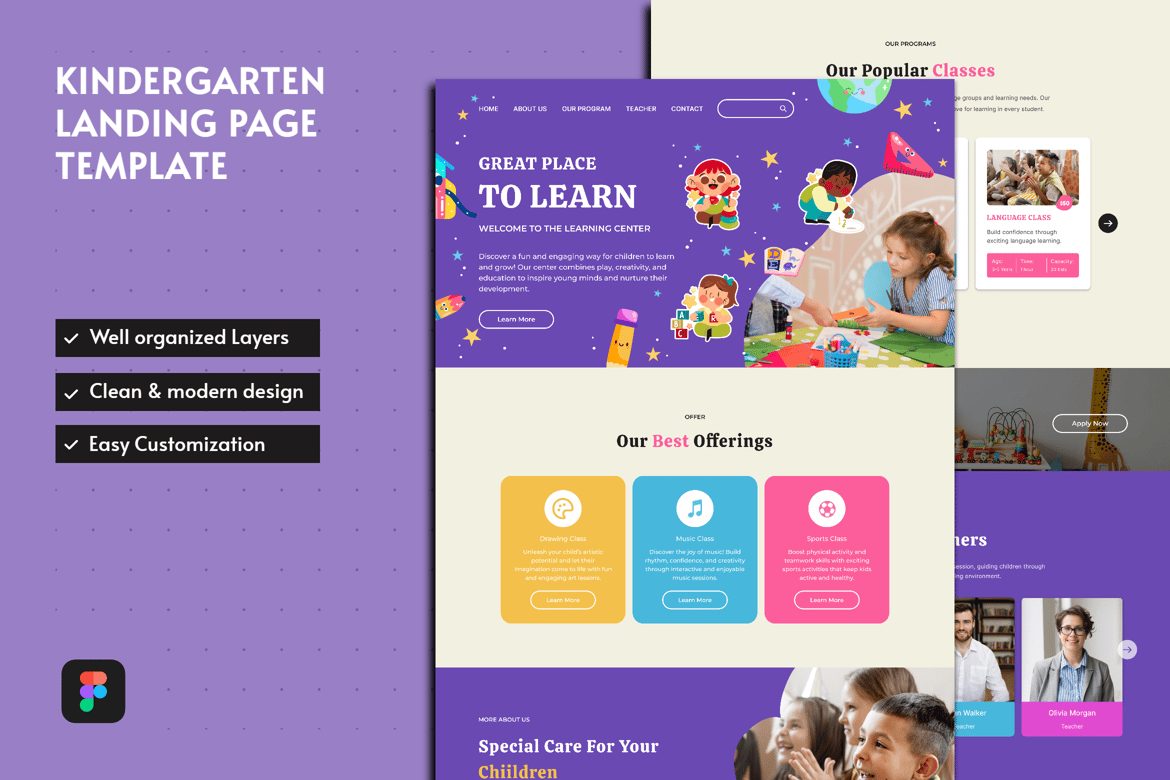 Kindergarten School Landing Page Figma Design - Prime Access
