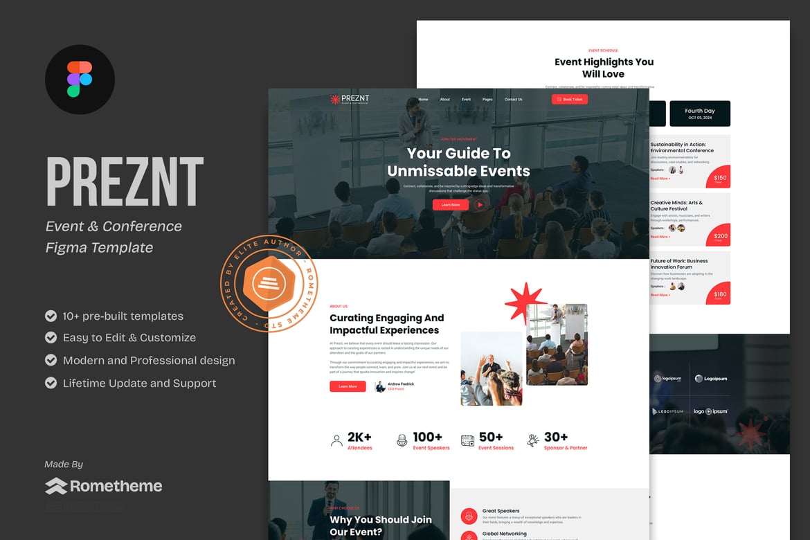 Preznt - Event & Conference Figma Template Figma Design - Prime Access