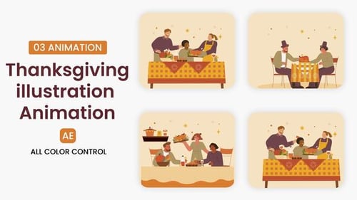 Thanksgiving illustration Scene After Effect Template - Prime Access