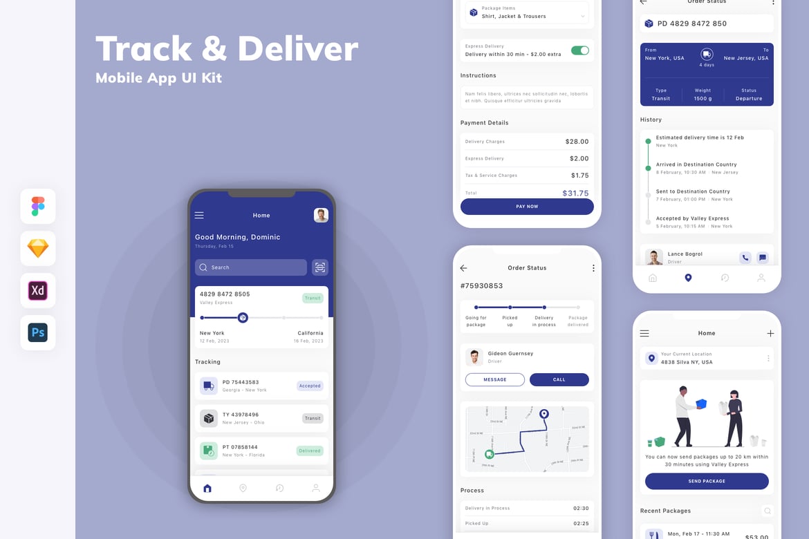 Track & Deliver Mobile App UI Kit Figma Design - Prime Access
