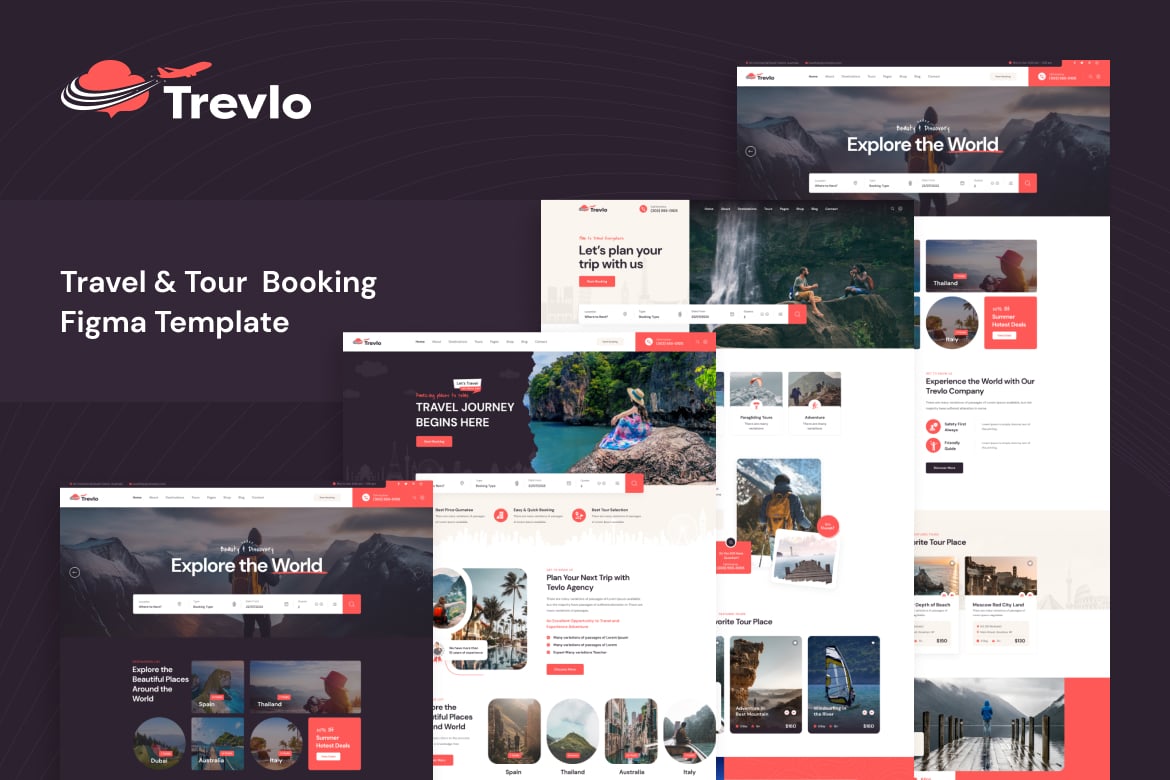 Trevlo - Travel & Tour Figma Template Figma Design - Prime Access